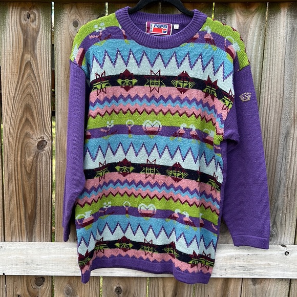 Vintage | Sweaters | Vintage Pepsi Usa Acrylic Wool Retro Sweater ...